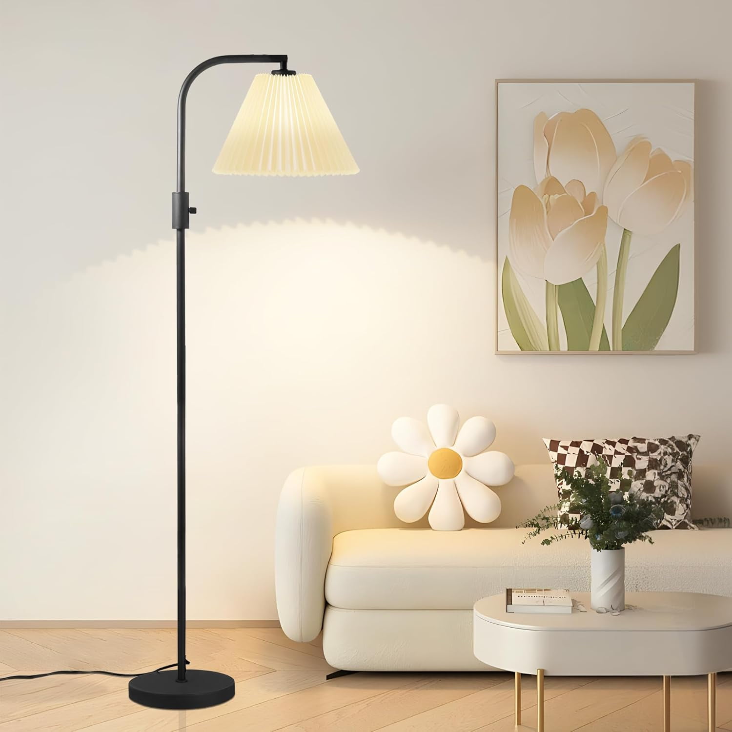 Dimmable Floor Lamp, Arc Standing Lamp with 1000 Lumens LED Edison Bulb ...