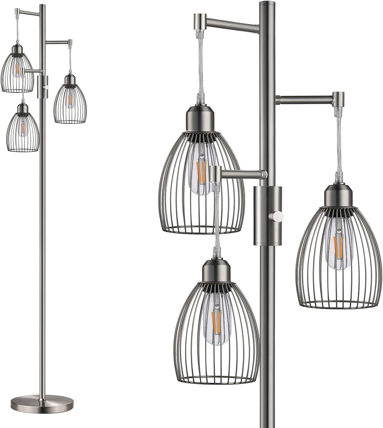 Dimmable Floor Lamp, Industrial Floor Lamps for Living Room, Brushed ...