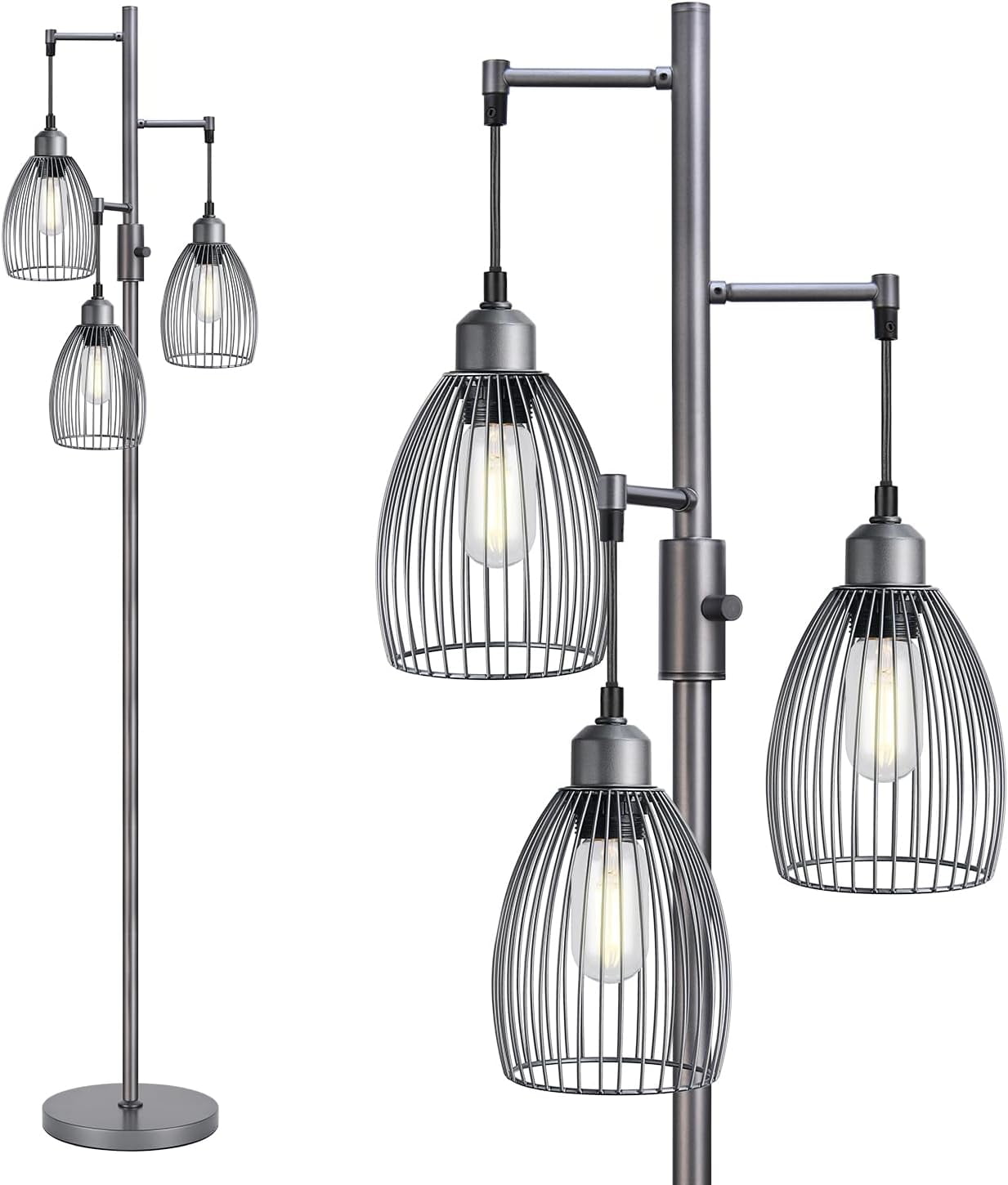 Dimmable Floor Lamp,Industrial Floor Lamps for Living Room, Gold Tree ...