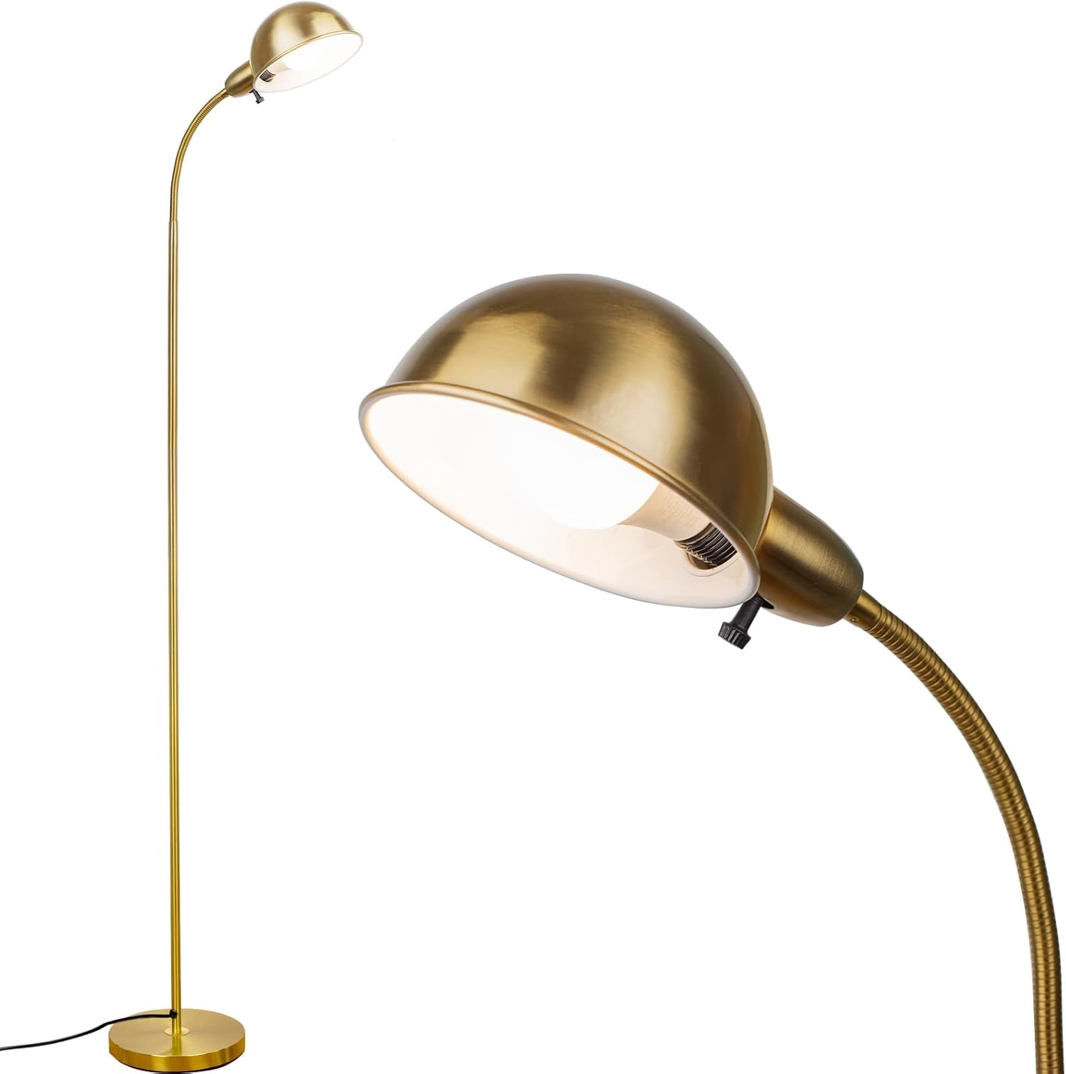 Dimmable Floor Lamp with Flexible Gooseneck and Rotatable Shade, Modern ...