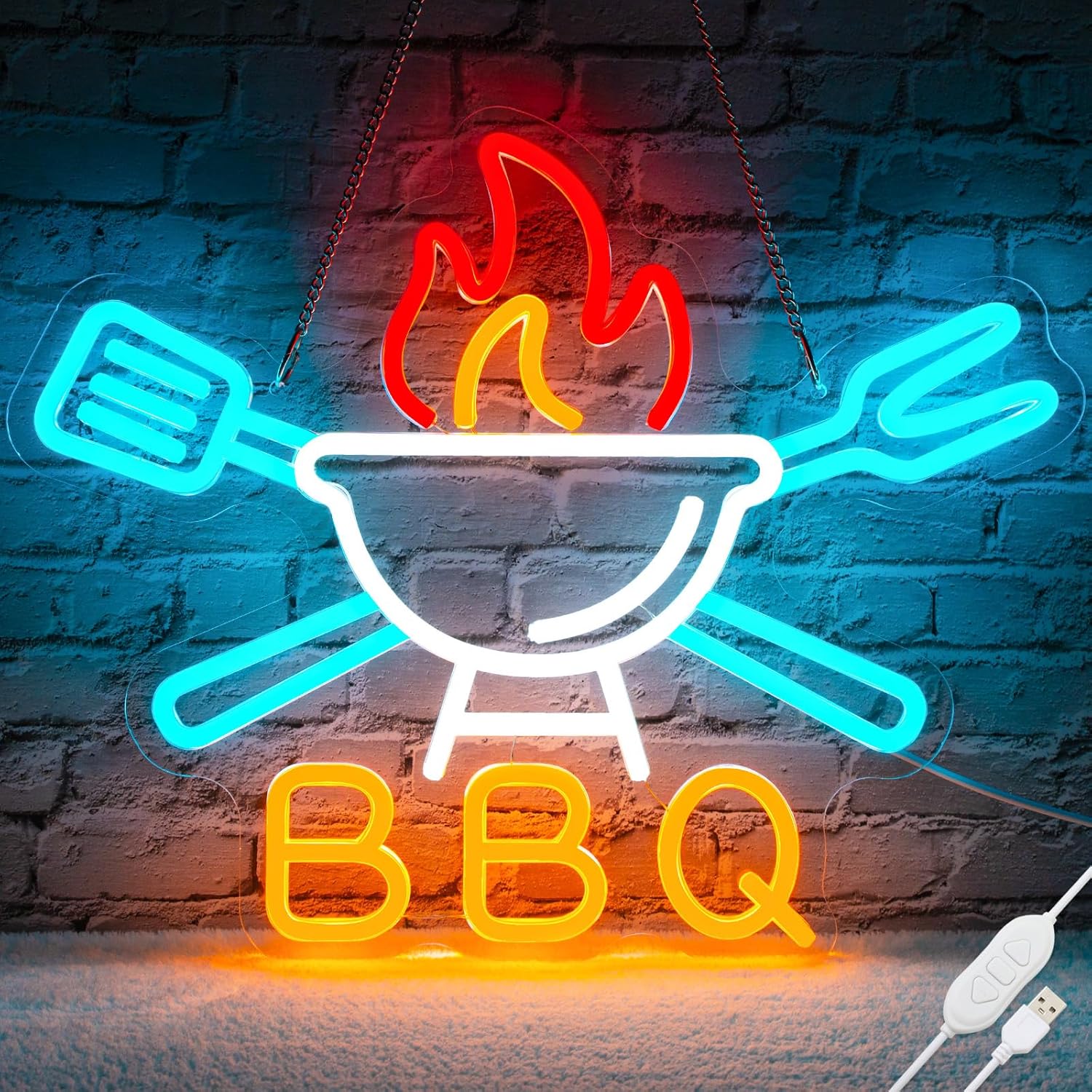 Dimmable LED BBQ Neon Signs for Wall Decor, USB Powered Barbecue Lights ...