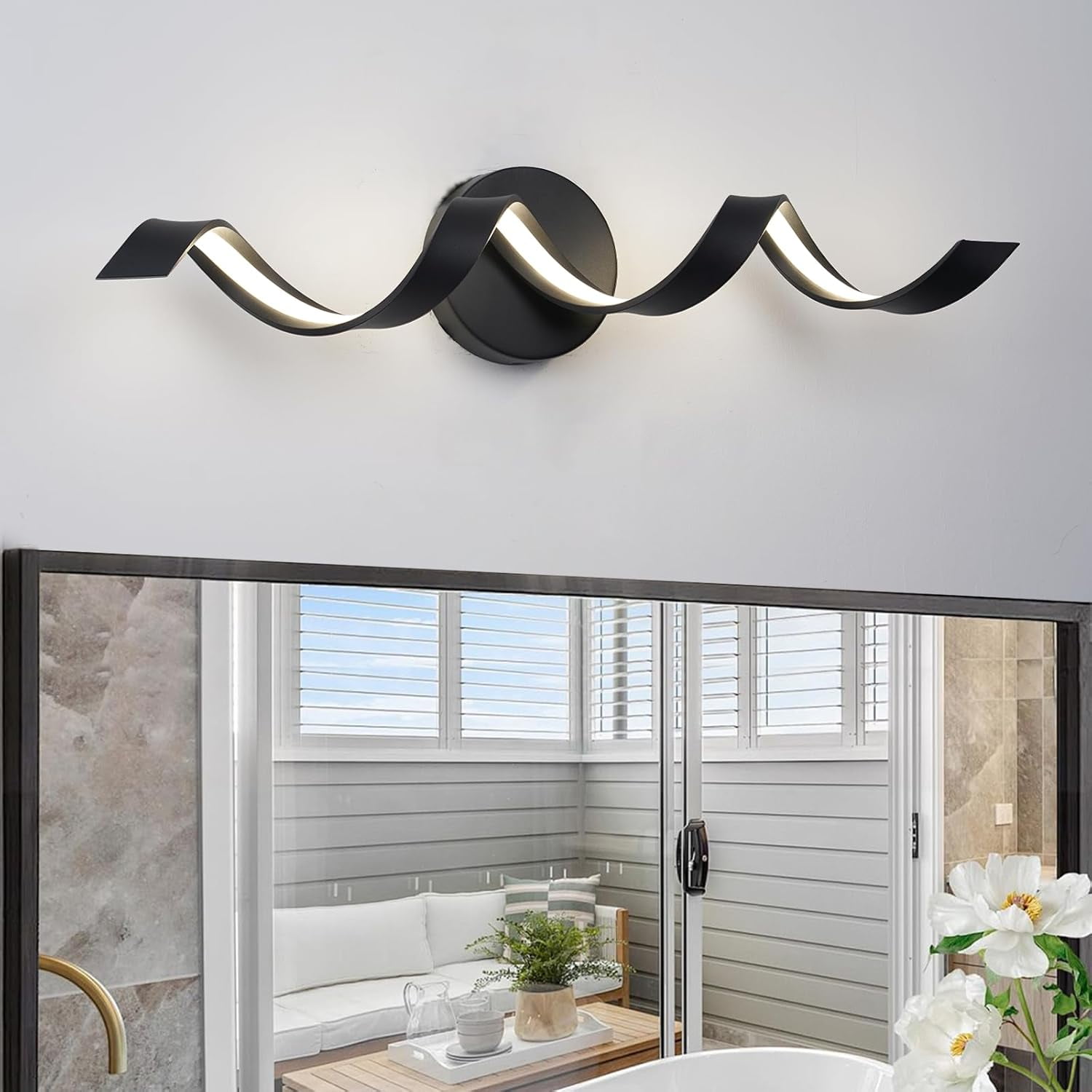 Dimmable LED Bathroom Vanity Light, 24 Inch Matte Black Bathroom ...