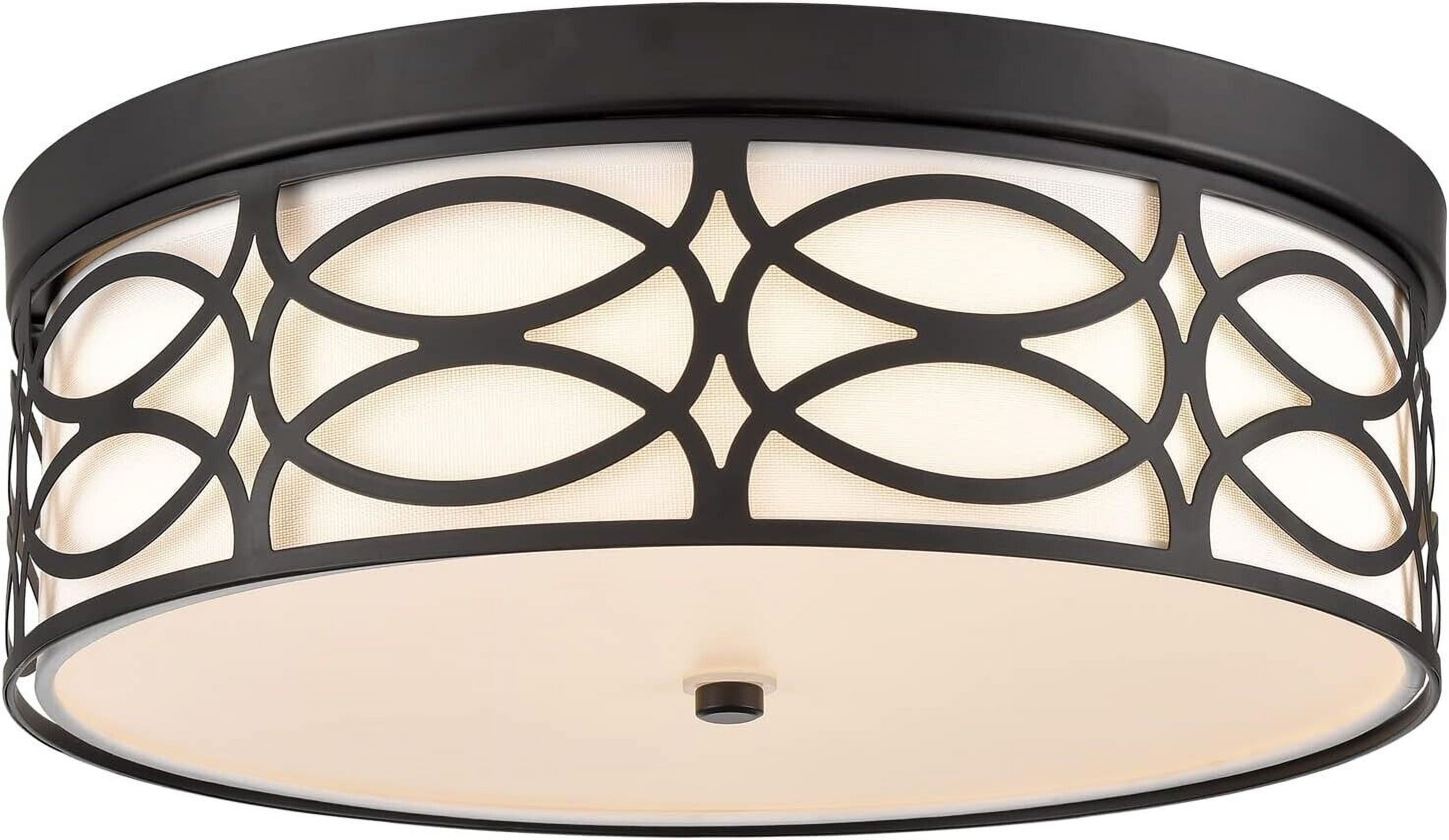 Tropea Flush Mount LED Ceiling Light White Linen Drum Shade - Walmart.com