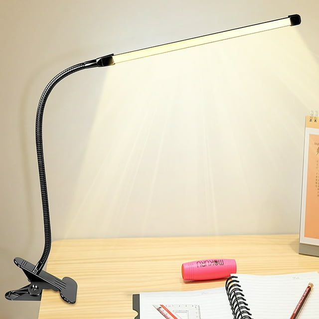 Dimmable LED Desk Lamp, 360 Flexible Eye-Care Clip On Light W/ 3 modes ...