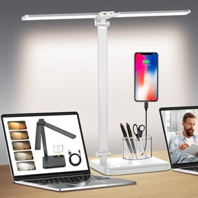 Adjustable Foldable Desk Lamp for Home Office,Double Swing Arm Bright ...