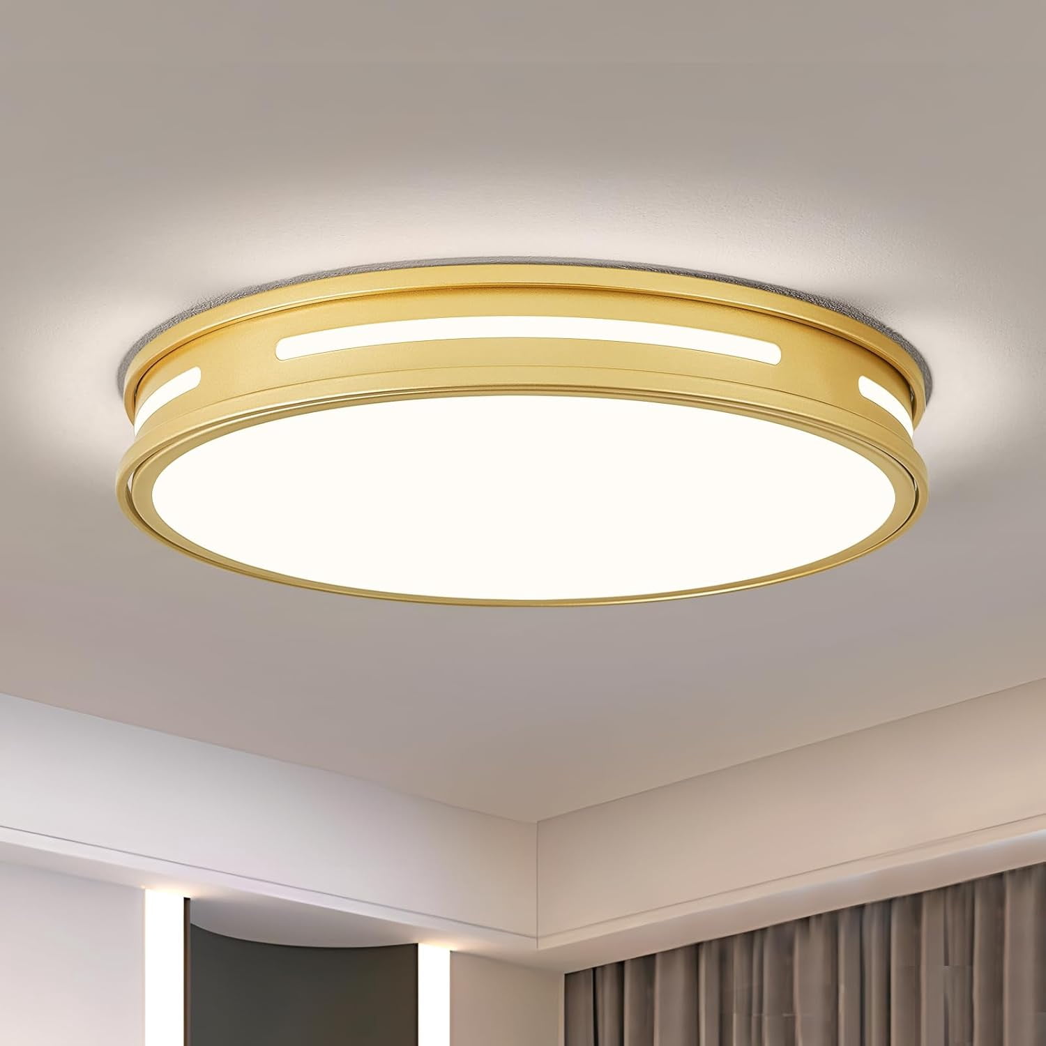 Dimmable LED Flush Mount Ceiling Lights, Modern Minimalist Gold 5CCT ...