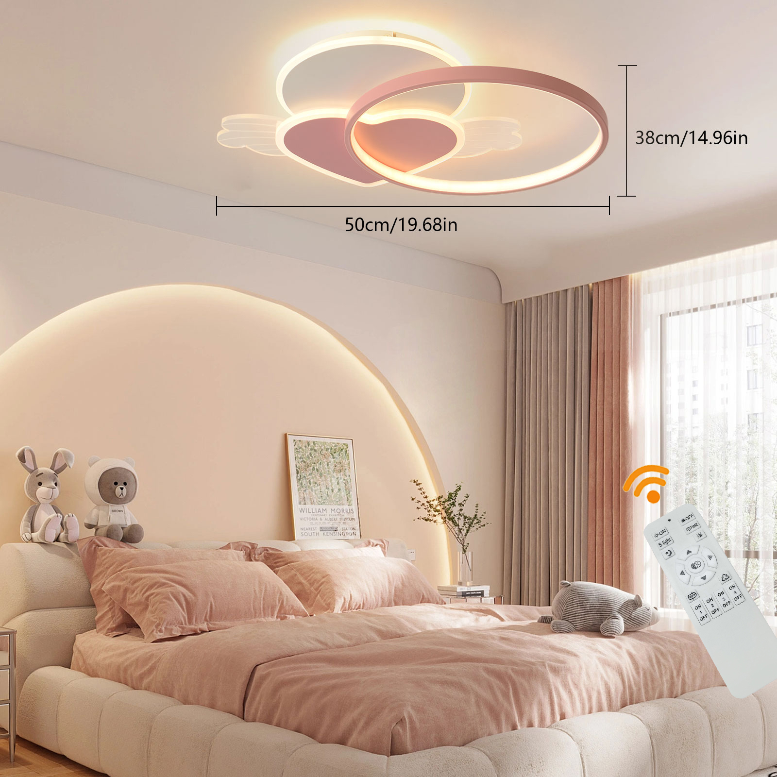 Dimmable LED Round Ceiling Light Flush Mount Fixture Remote Control 40W ...