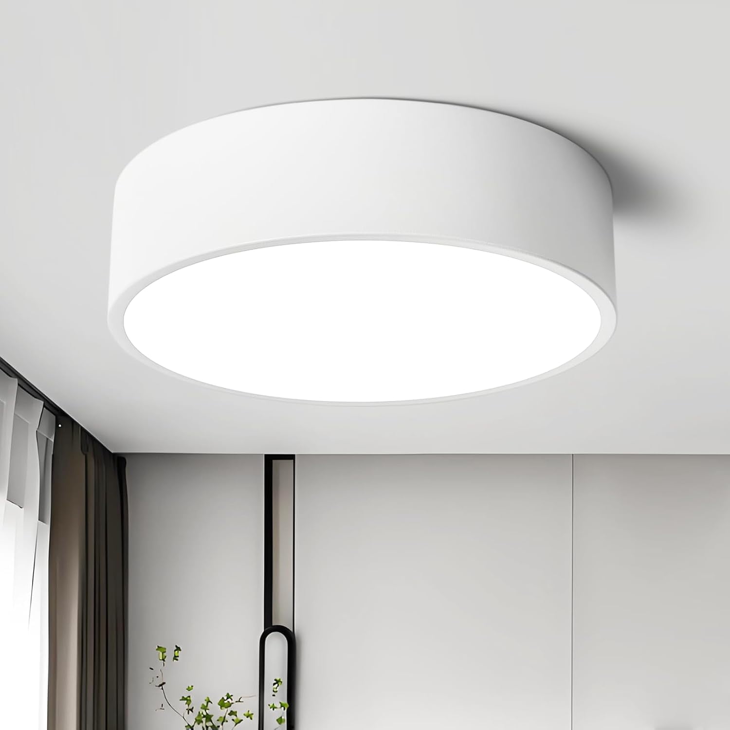 Dimmable LED White Flush Mount Ceiling Light Fixture,Modern Round ...