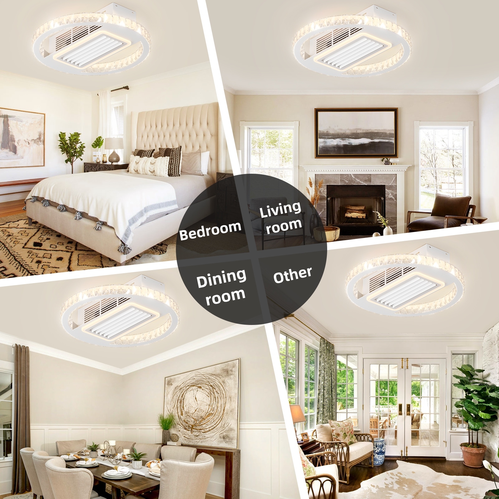 Dimmable Leafless Ceiling Fan Decorative Ceiling Fan with Remote ...