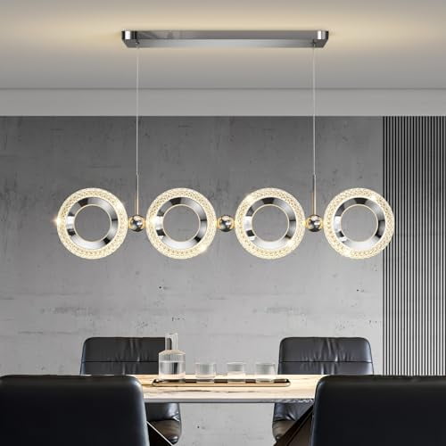 Dimmable Modern LED Chandelier with Remote Control, 3000K-6500K Acrylic ...