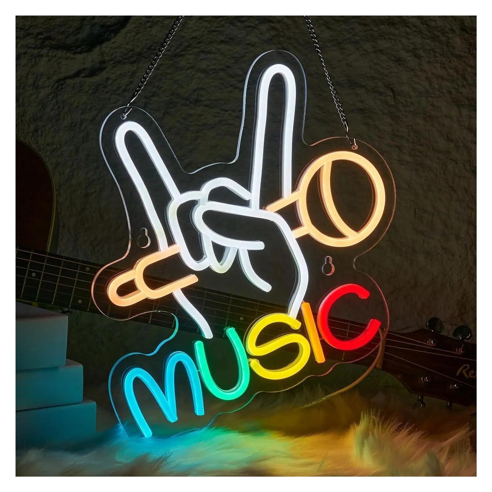Dimmable Music Neon Sign, Music Neon Lights Wall-Mounted Decoration ...