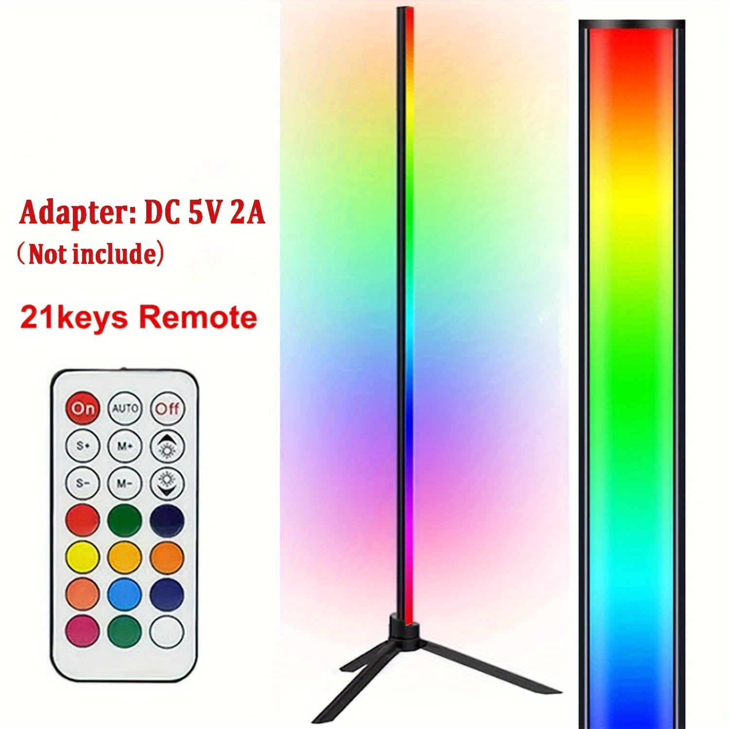 Dimmable RGB LED Corner Floor Lamp - Art Deco, USB Powered, Remote ...