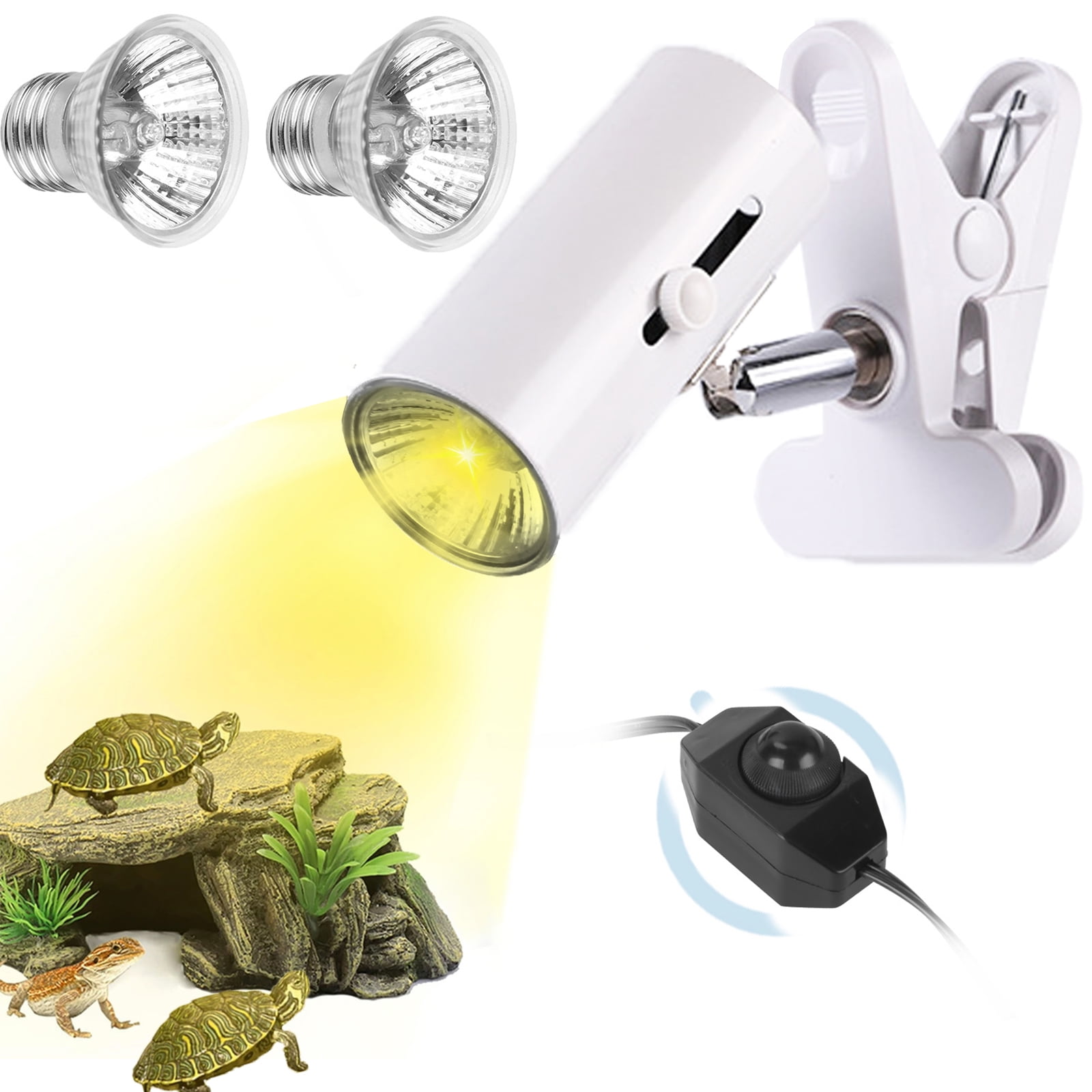 Dimmable Reptile Heat Lamp with 50W UVA UVB Light Bulb, Rotatable ...