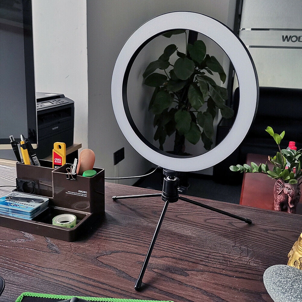 Dimmable Selfie LED Ring Flash Light Stand Tripod Photo Studio Make up ...