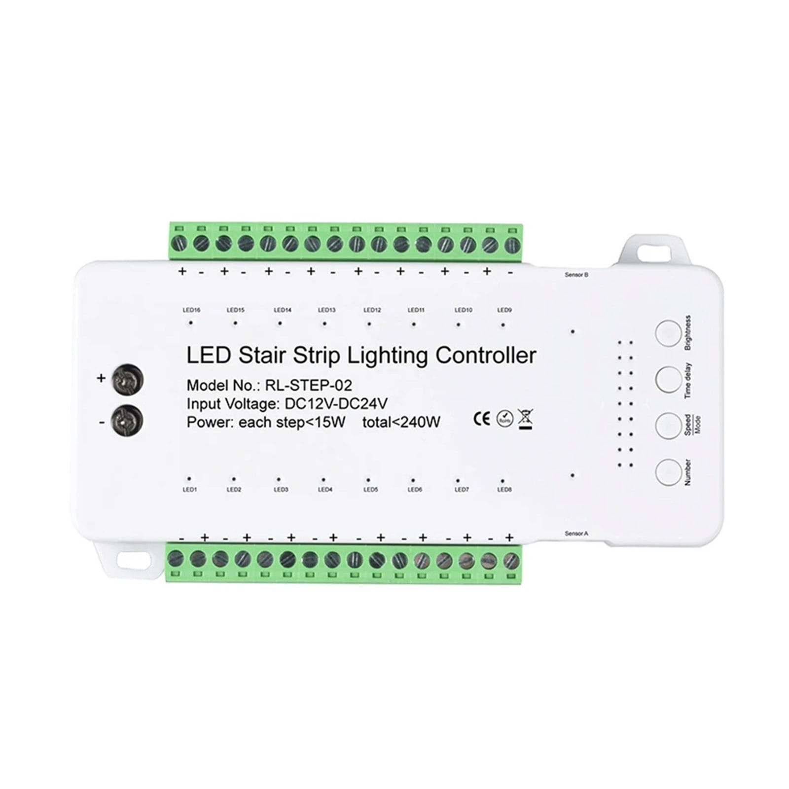 Dimmable Stair LED Controller 16 Channels Dual PIR Motion Sensor Step ...