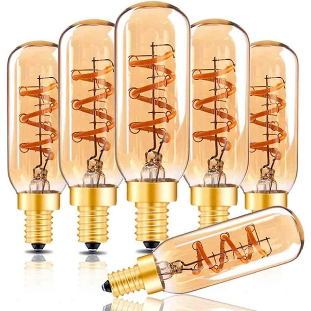 Dimmable T6 Led Bulb Candelabra Led Light Bulb, 2200K Amber Glass 3W E12 T25 Filament Chandelier ...