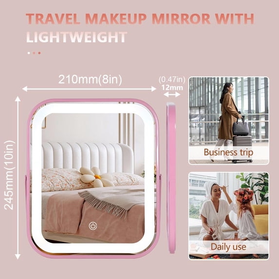 Dimmable Touch Screen Tabletop Folding Compact Mirror, Travel Makeup ...