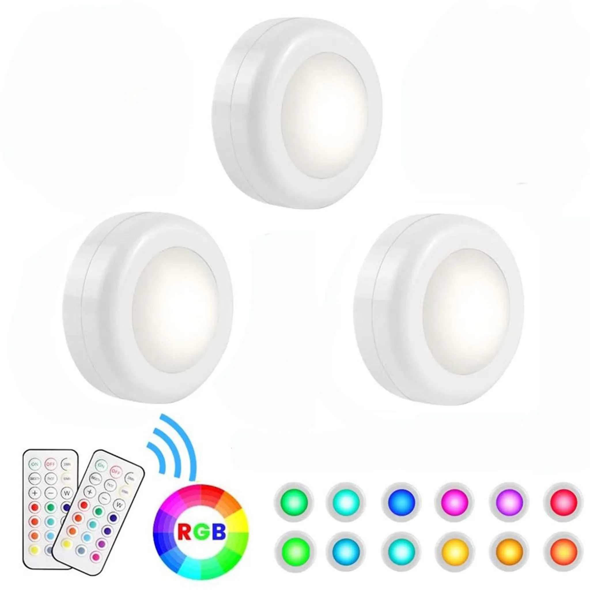 Dimmable & Timing Function LED Puck Lights, Battery Powered Closet Push ...