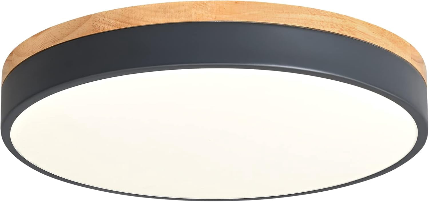 Dimmable Wood LED Flush Mount Ceiling Light, 5CCT 2700K-6000K ...