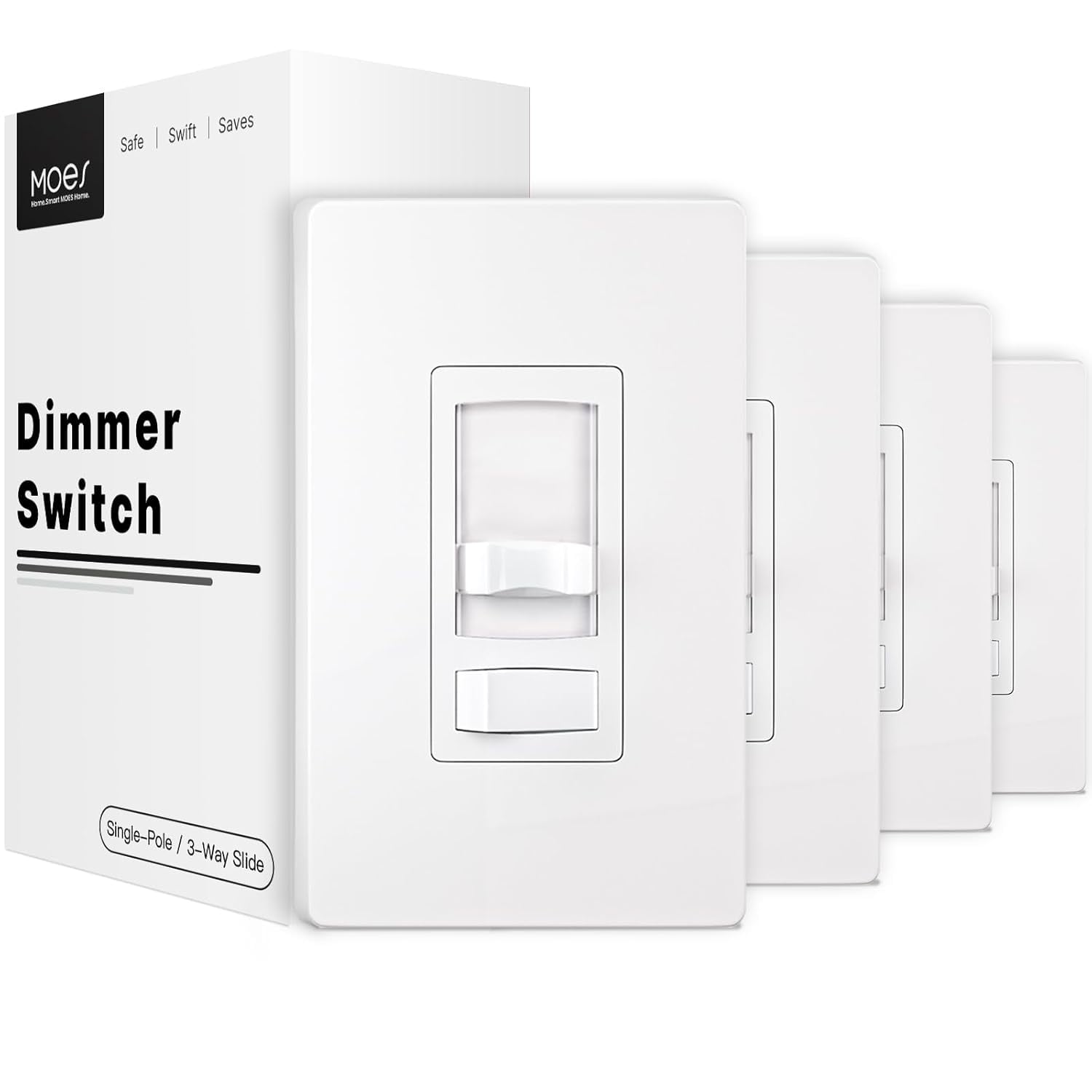 Dimmer Light Switch 4 Pack, 3 Way & Single Pole Dimmable Switch for LED ...