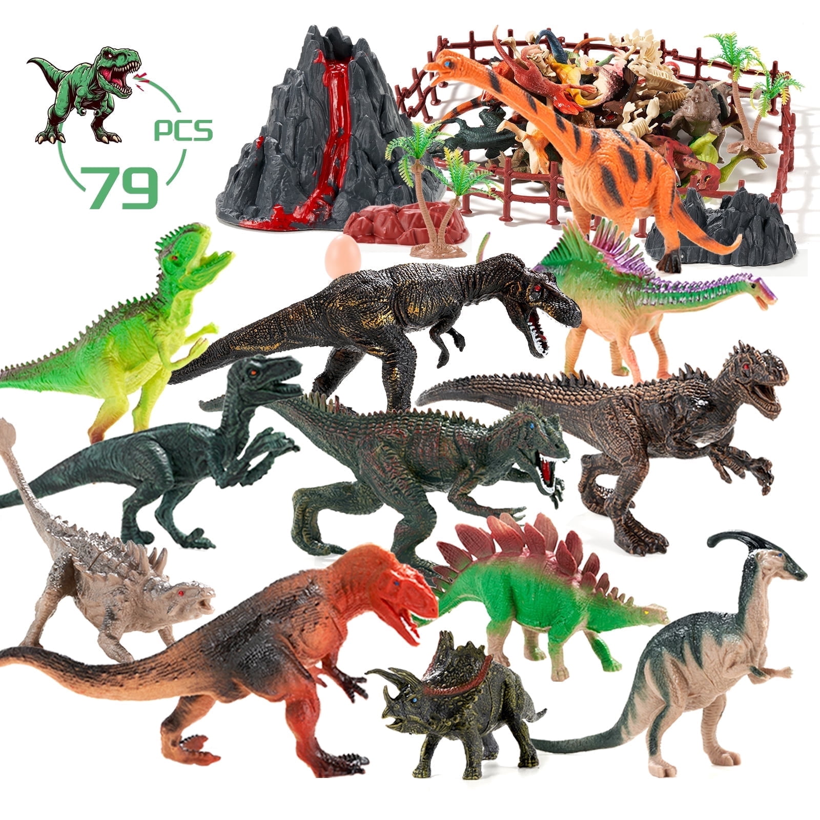 Dimoarch Dinosaur Toys for Kids 3-5, 79PCS Realistic Dinosaur Figures ...