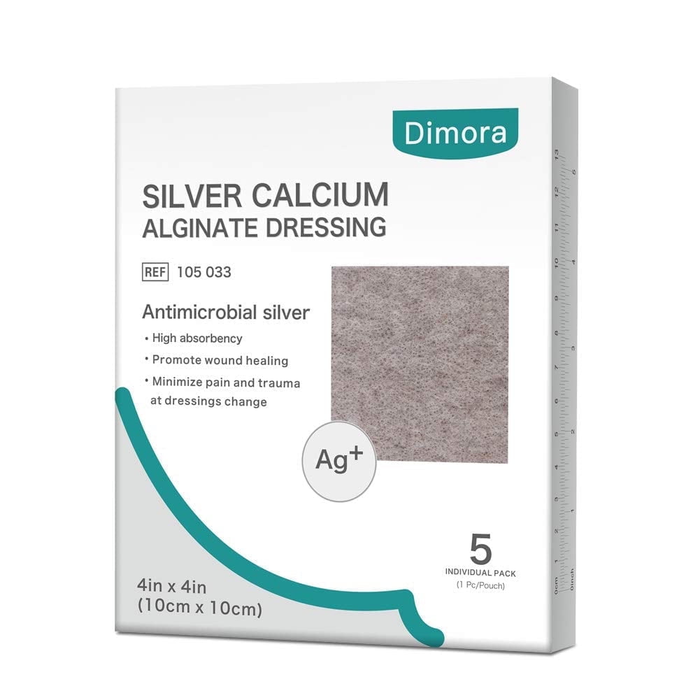 Dimora Ag Silver Calcium Alginate Wound Dressing Pads, Sterile, 4''x4 ...
