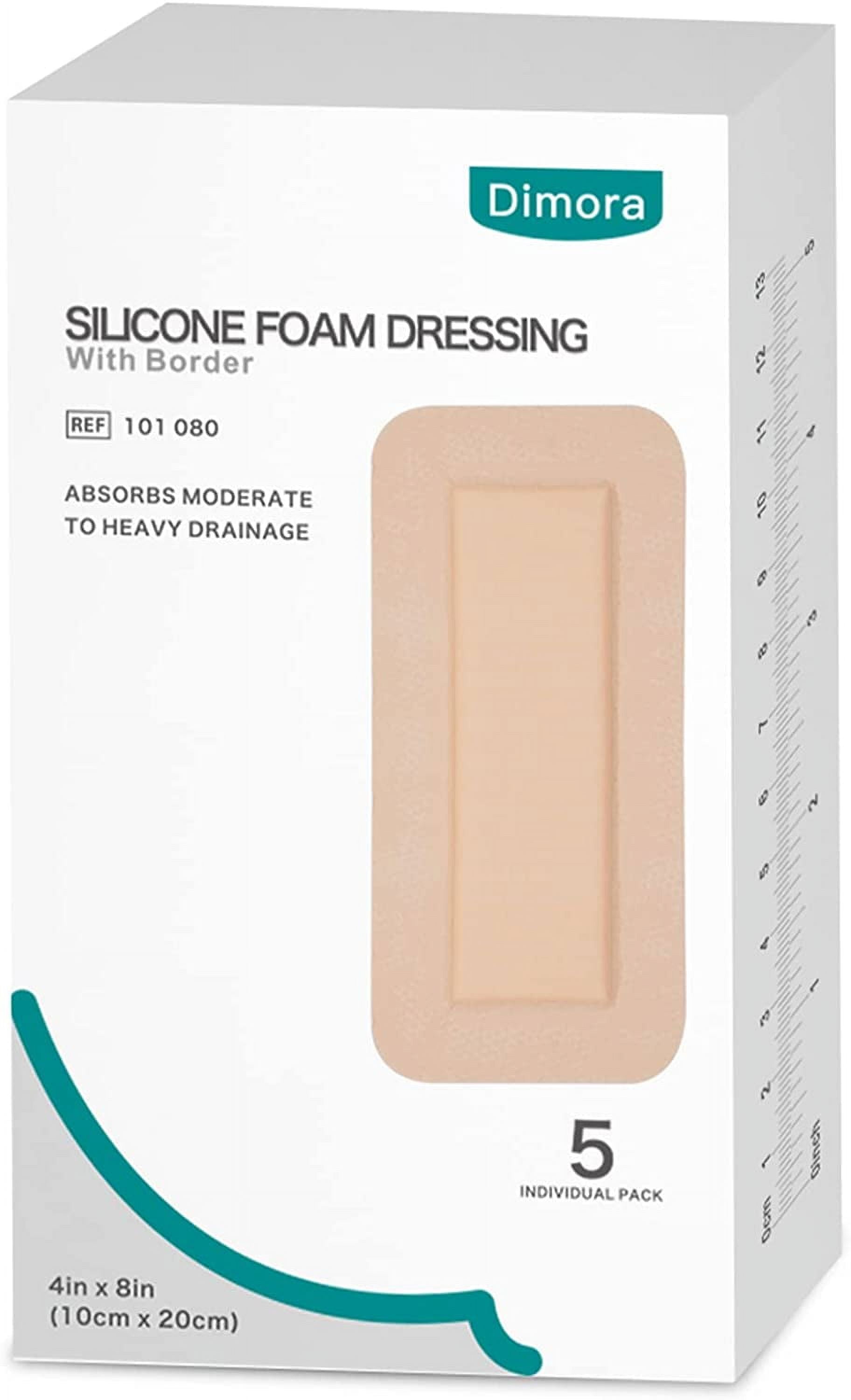 Dimora Silicone Foam Dressing with Border Adhesive 4"x8" Waterproof ...