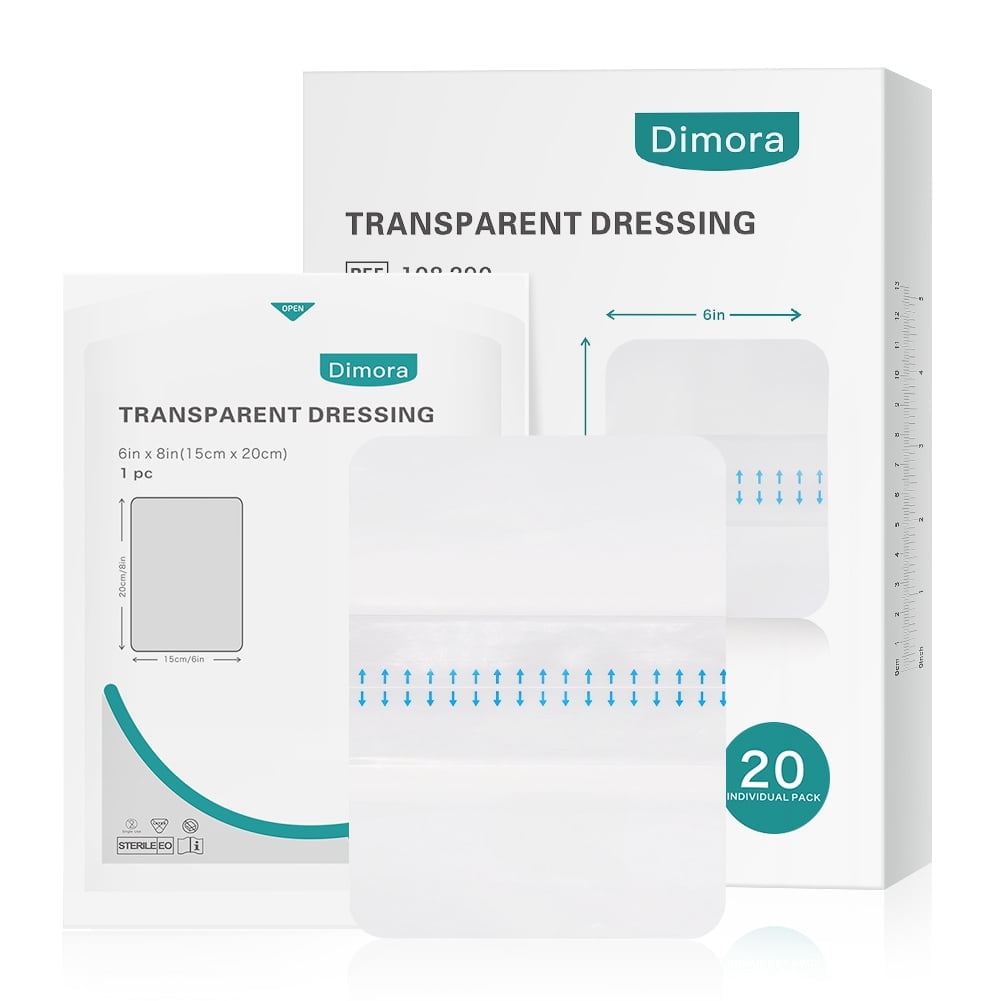 Dimora Transparent Film Wound Dressing 6x8 inch 20 Packs with ...