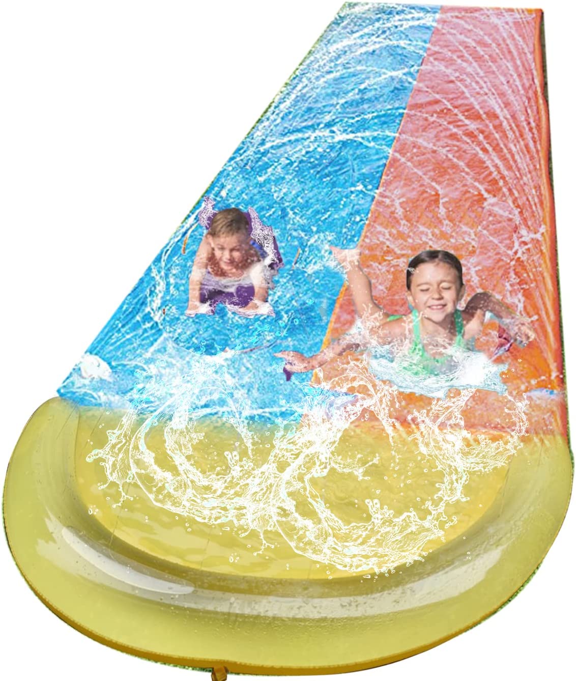 Dimple 2 in 1 Inflatable Water Slide with 2 Bodyboards and Splash, Kids Slip and Slide Backyard ...