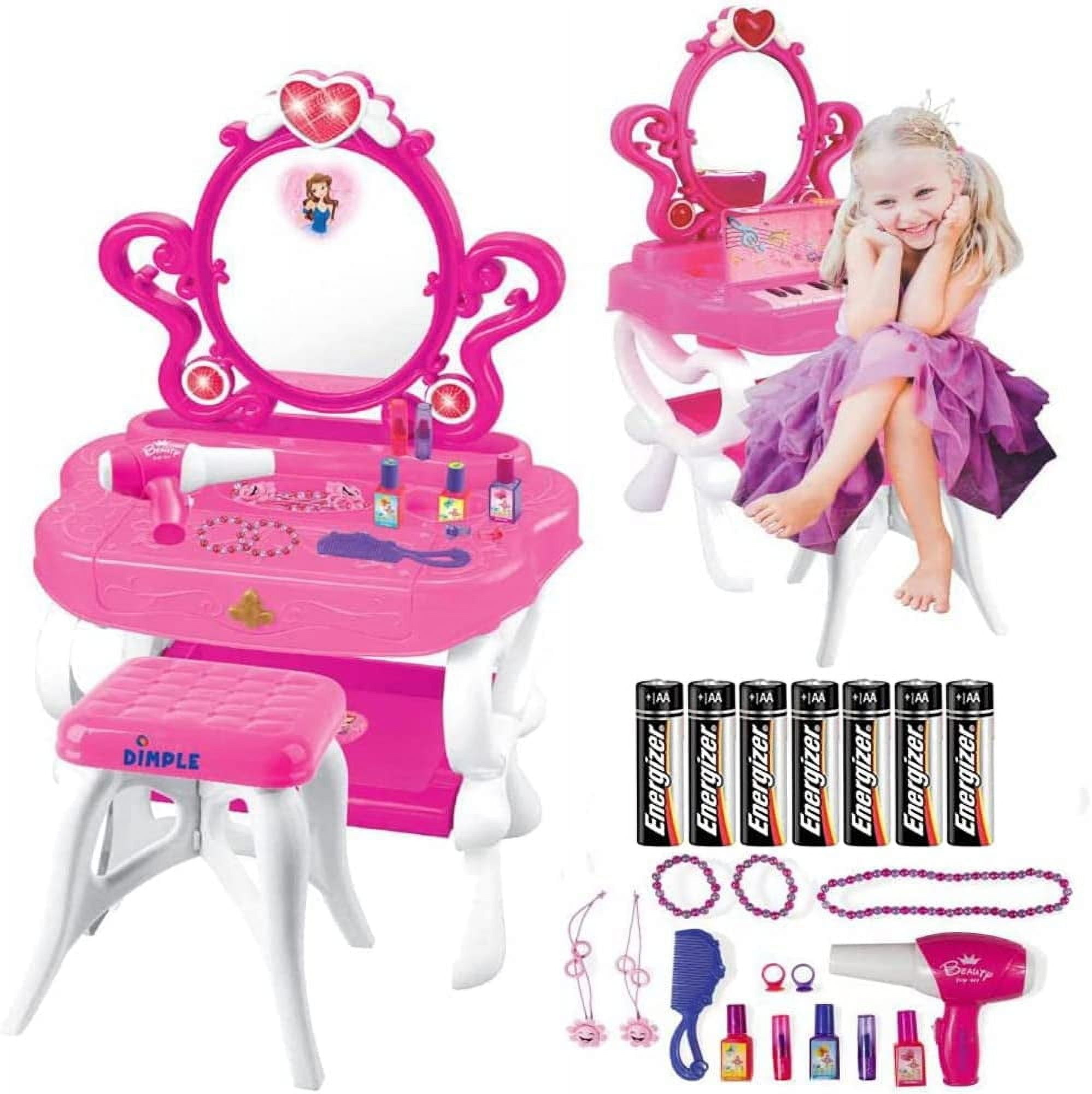 Dimple Vanity Toy 2-in-1 Vanity Set with Makeup Accessories, Musical ...