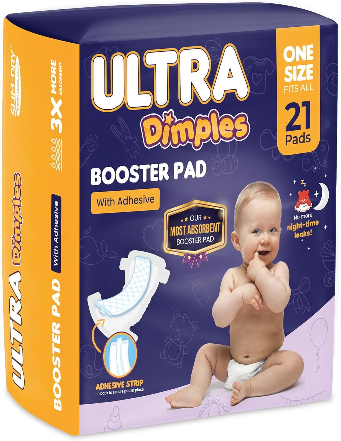 Dimples Booster Pads, Baby Diaper Doubler Inserts with Adhesive - 1 ...