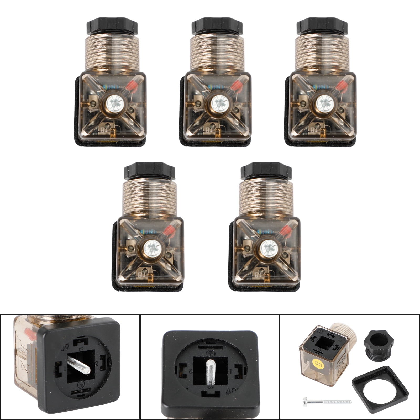 Din 43650-A PG11 Solenoid Coil Connector Socket With Led 24V Dc 24 Pole + Earth - Walmart.com