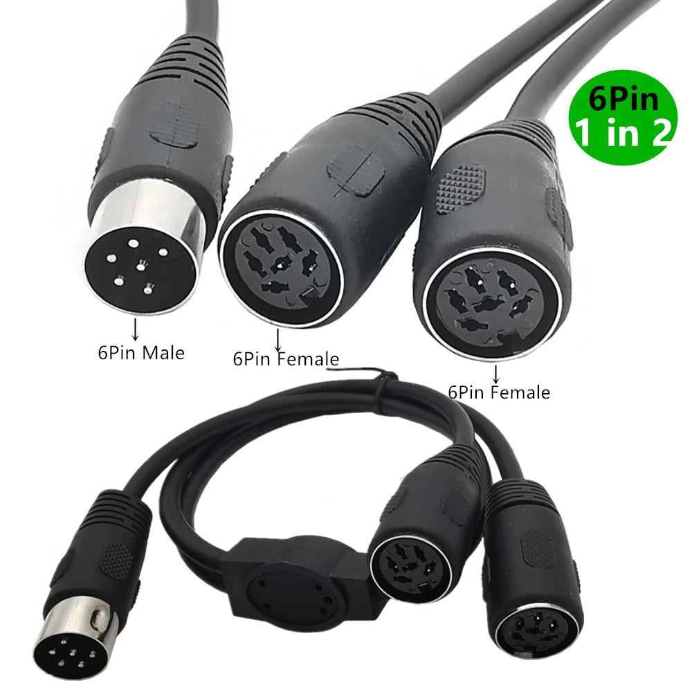 Din 6P 1 to 2 data signal Cable MIDI DIN 6Pin 1 Male to 2 Female Cable DIN Male to Female 0.5m ...