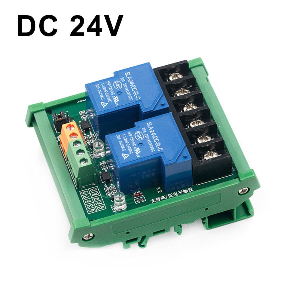 Din Rail 2 Channel Relay Board 5/12/24V Relay + Interface Electromagnetic Relay - Walmart.com