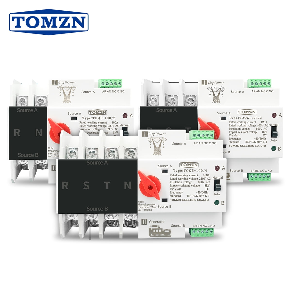 Din Rail 2P 3P 4P ATS Dual Power Automatic Transfer Switch Electrical ...