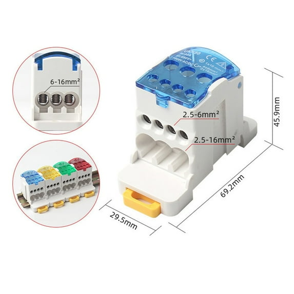 Din Rail Compatible Blue Terminal Block With Ratings From 80A To 500A ...