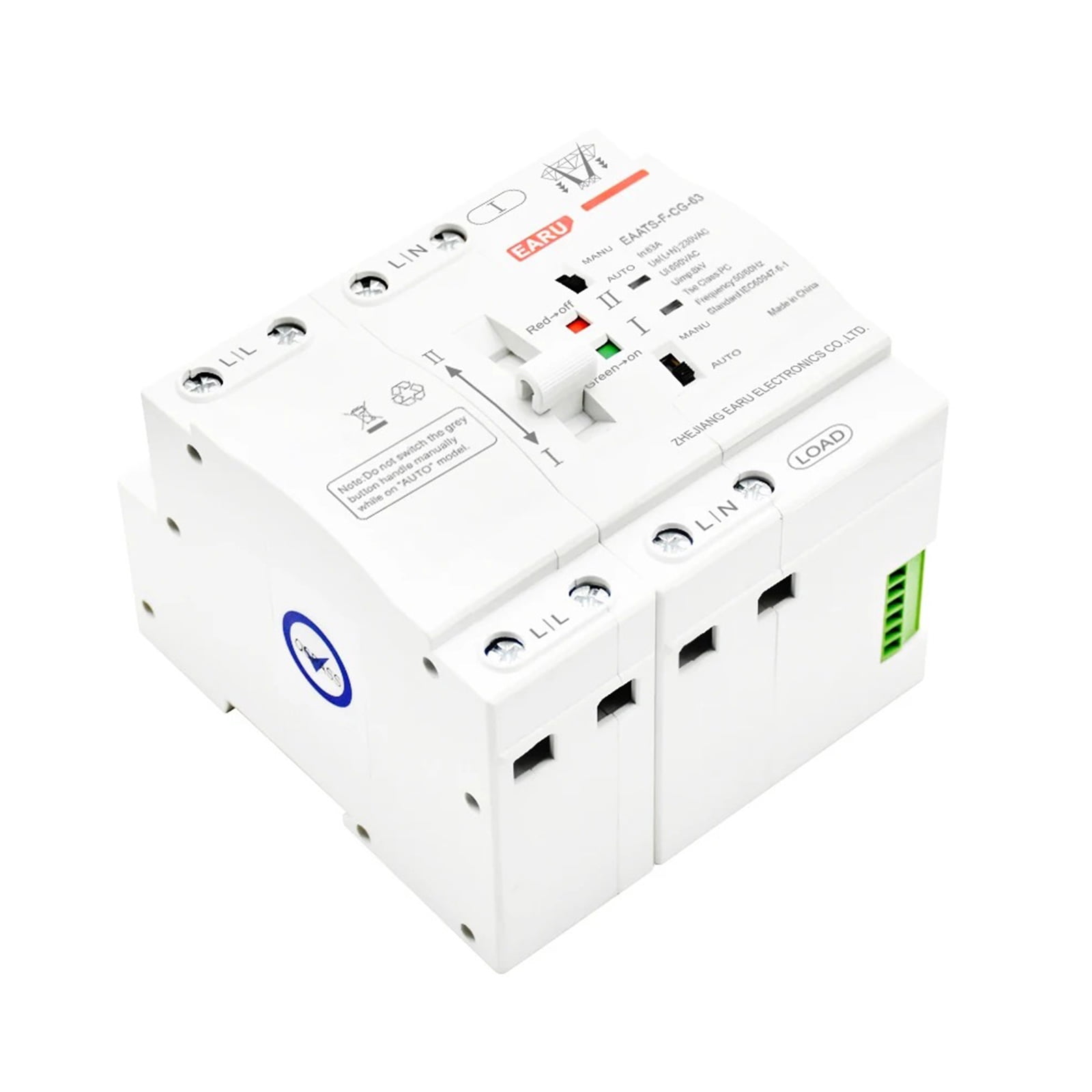 Din Rails 4P 110V/220V Double Power Automatic Transfer Switches ...