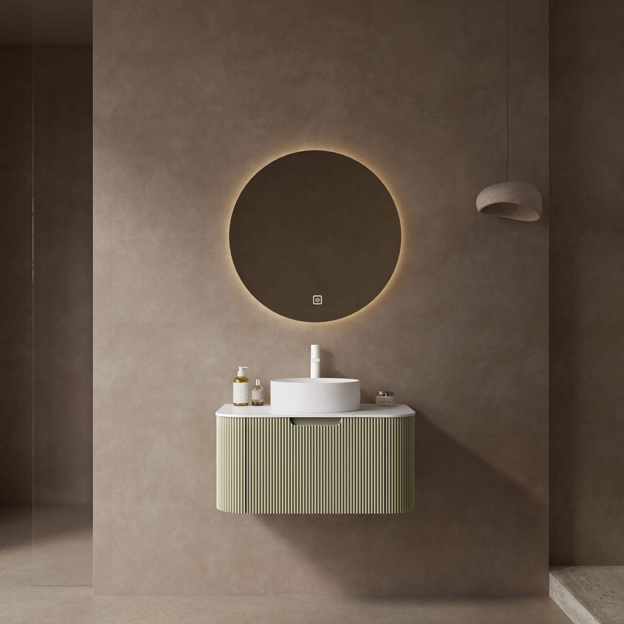 Dina 30" Bathroom Vanity With Sink, Modern Wall Mounted Floating Curved ...