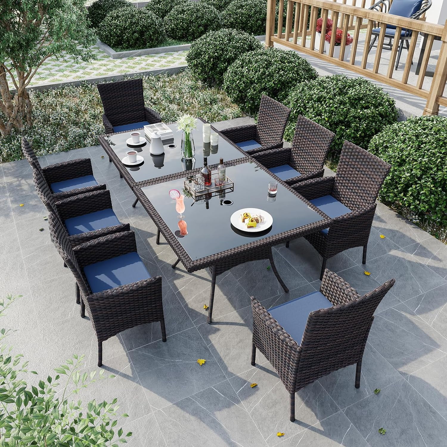 Dina 7 Piece Outdoor Dining Table and Chairs for 6 Rectangular Patio ...