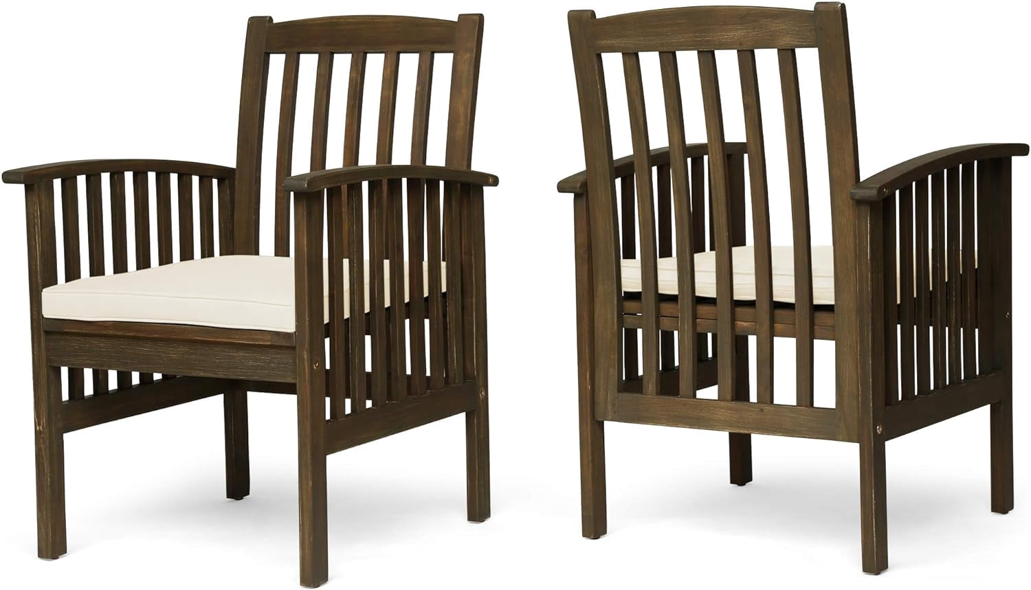 Dina Acacia Patio Dining Chairs Acacia Wood with Outdoor Cushions Brown ...