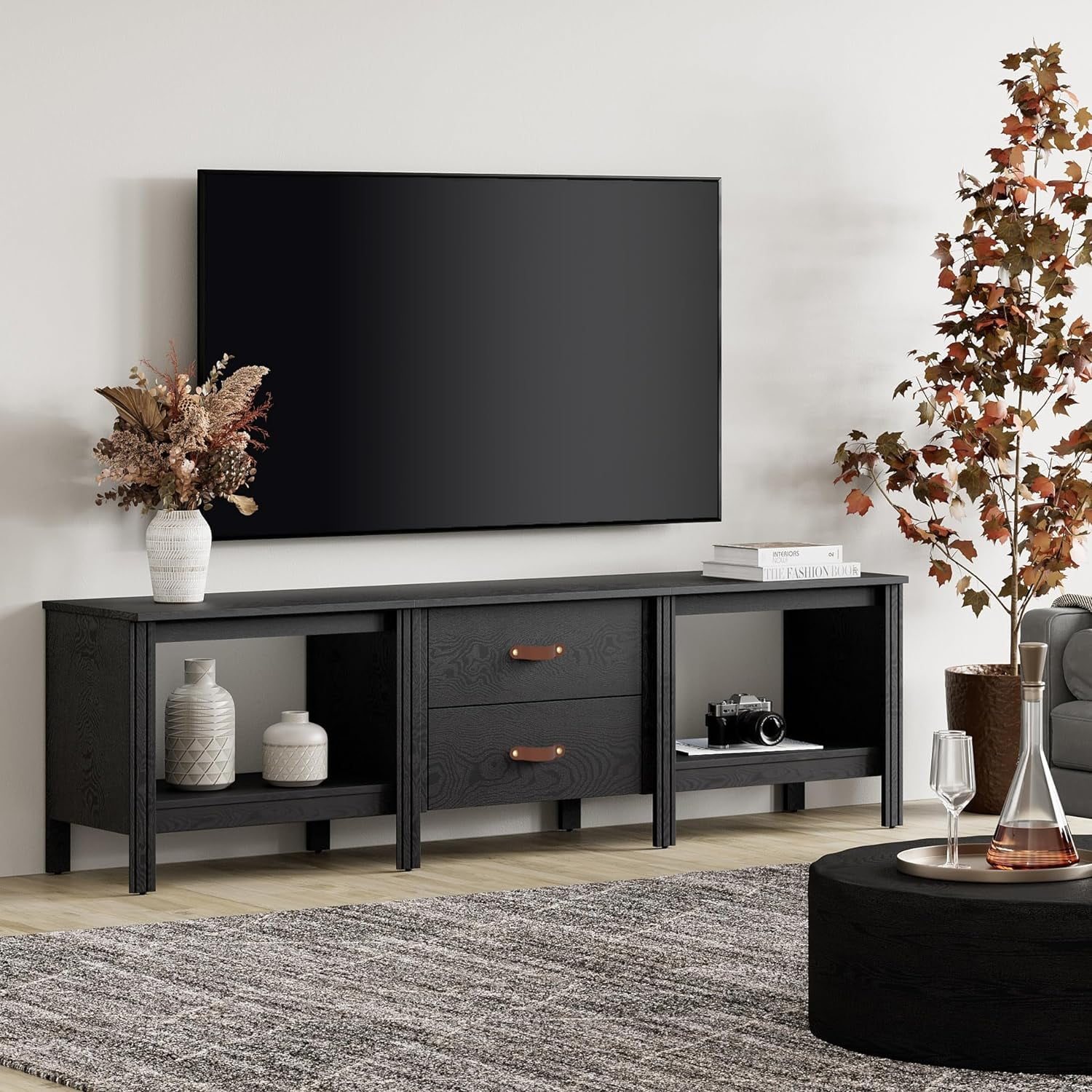 Dina Farmhouse TV Stand for 85 Inch TV Wood Entertainment Center for 80 ...