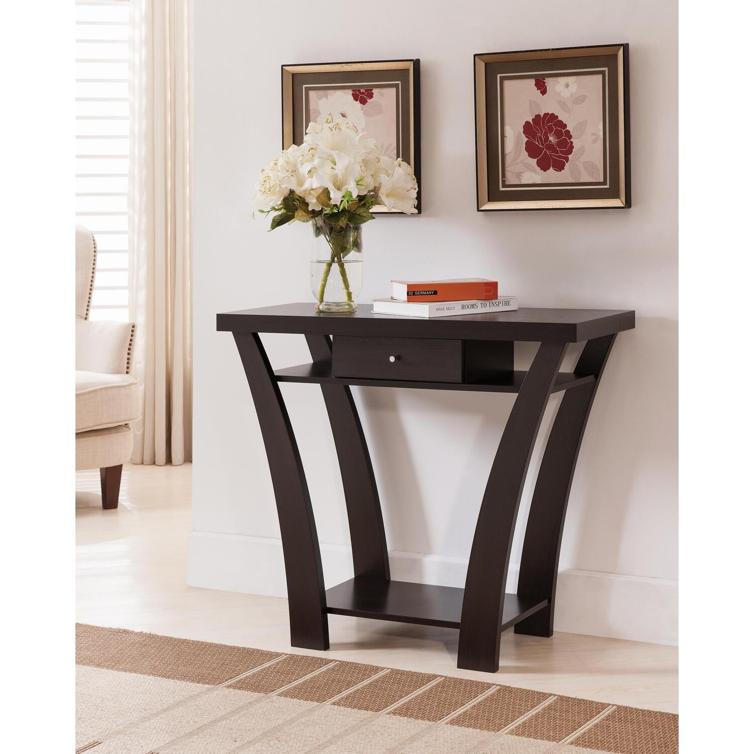Dina Single Drawer Cut Out Design End Table - Walmart.com