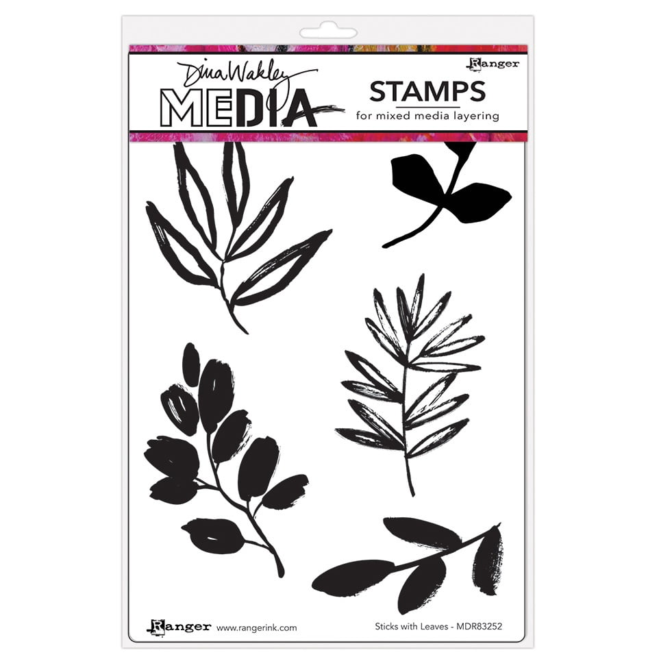 Dina Wakley Media Cling Stamps 6"X9"-Sticks With Leaves - Walmart ...