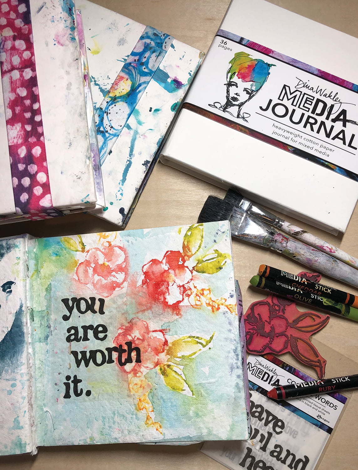 Dina Wakley Media White Journal 6"X6"-Includes Heavyweight Watercolor ...