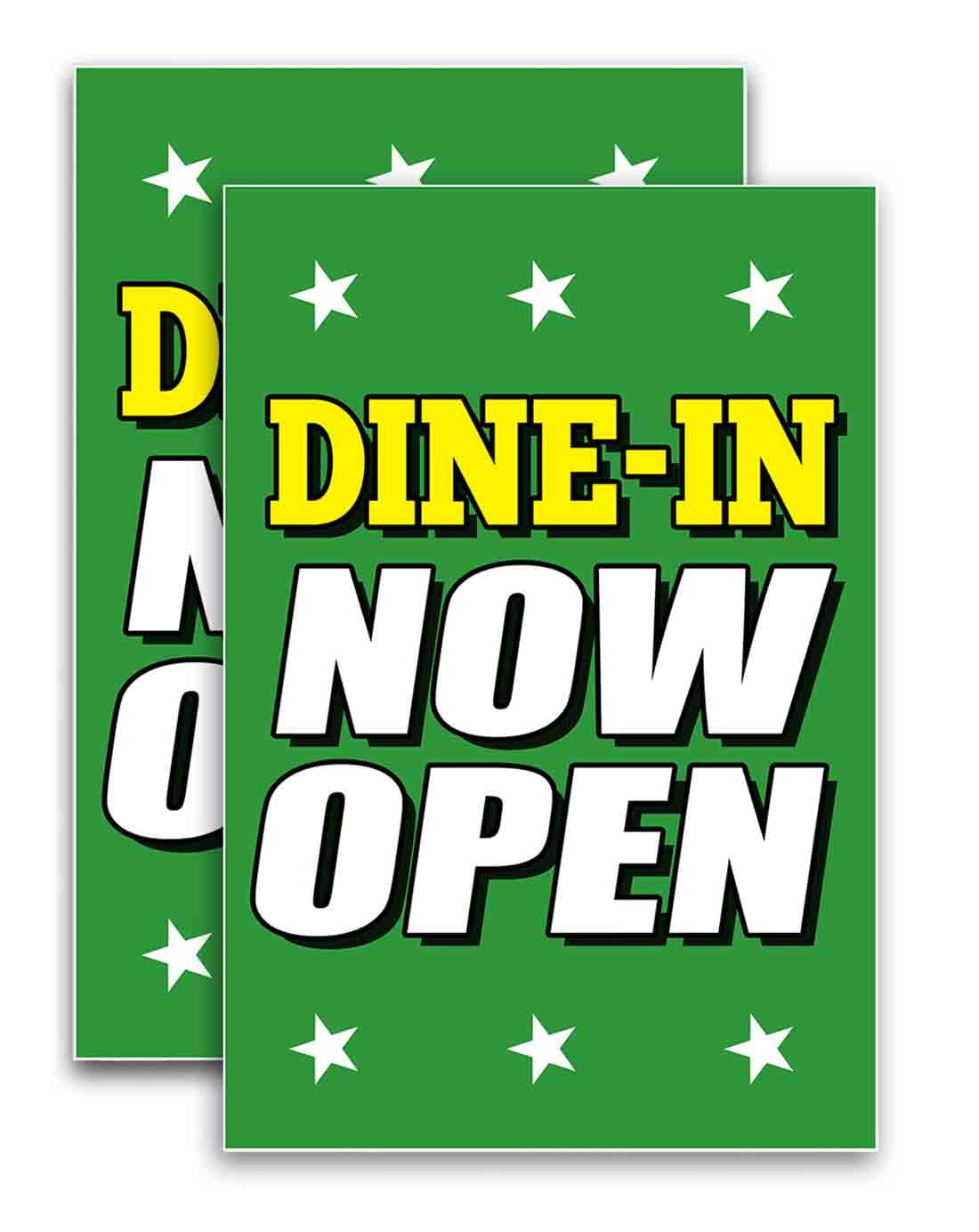 Dine-In Now Open (24" X 36") Vinyl Decal Only (Pack of 2) |Sign|Sticker ...