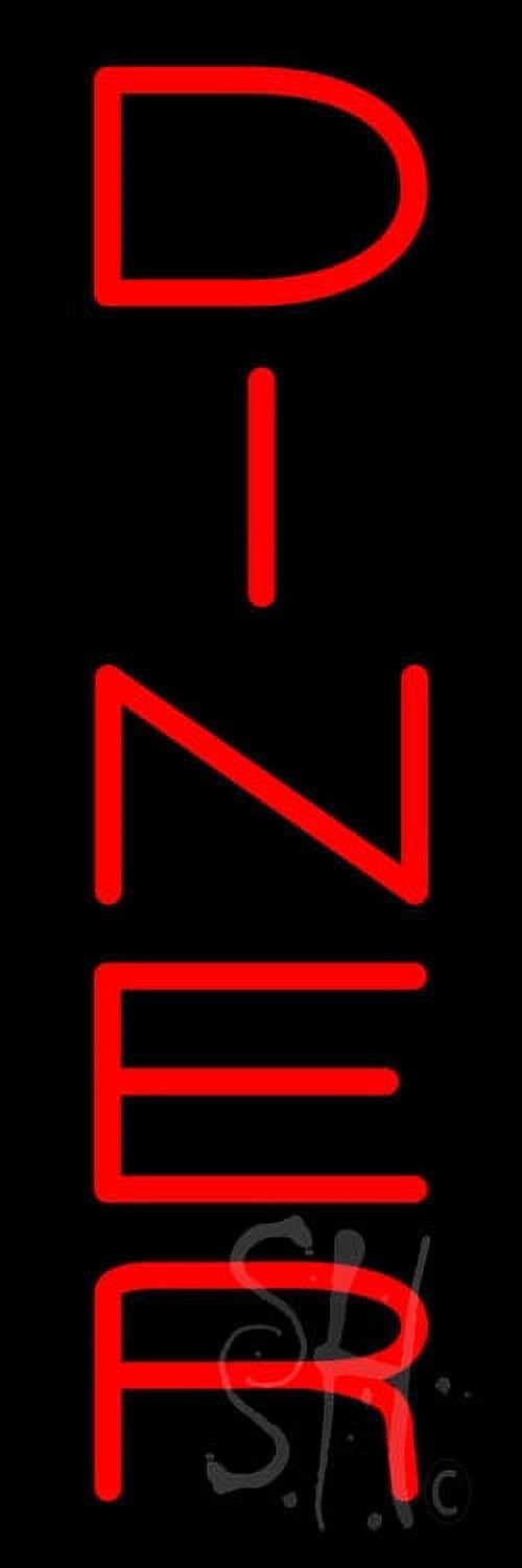 Diner LED Neon Sign 24" Tall x 8" Wide, Clear Edge Cut Acrylic Backing ...