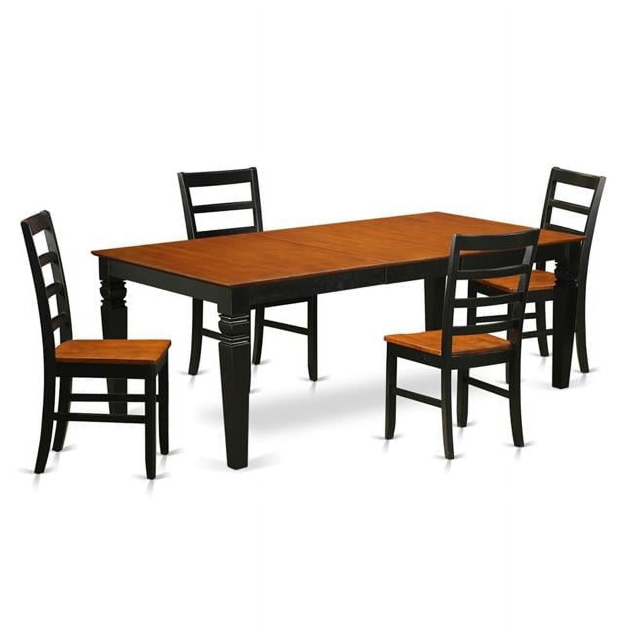 Dinette Set with One Logan Dining Room Table & 4 Chairs, Black & Cherry - 5 Piece - Walmart.com