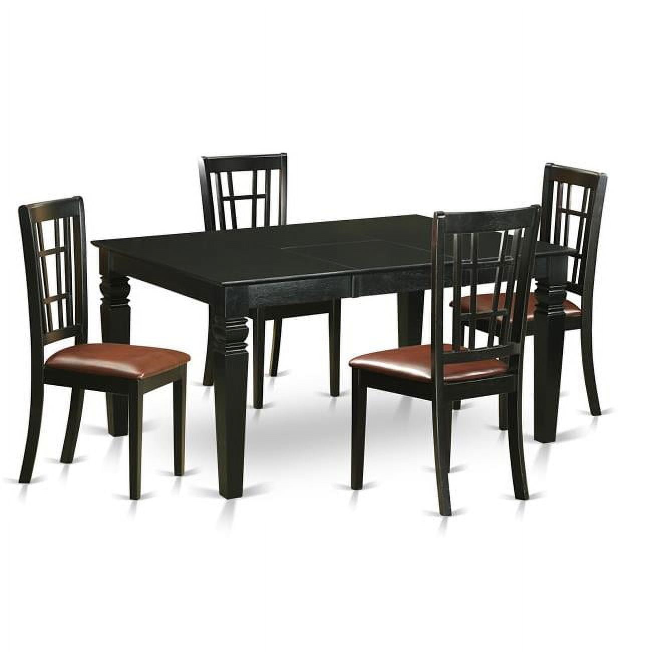 Dinette Table Set with 4 Table & 4 Chairs, Black - 5 Piece - Walmart.com