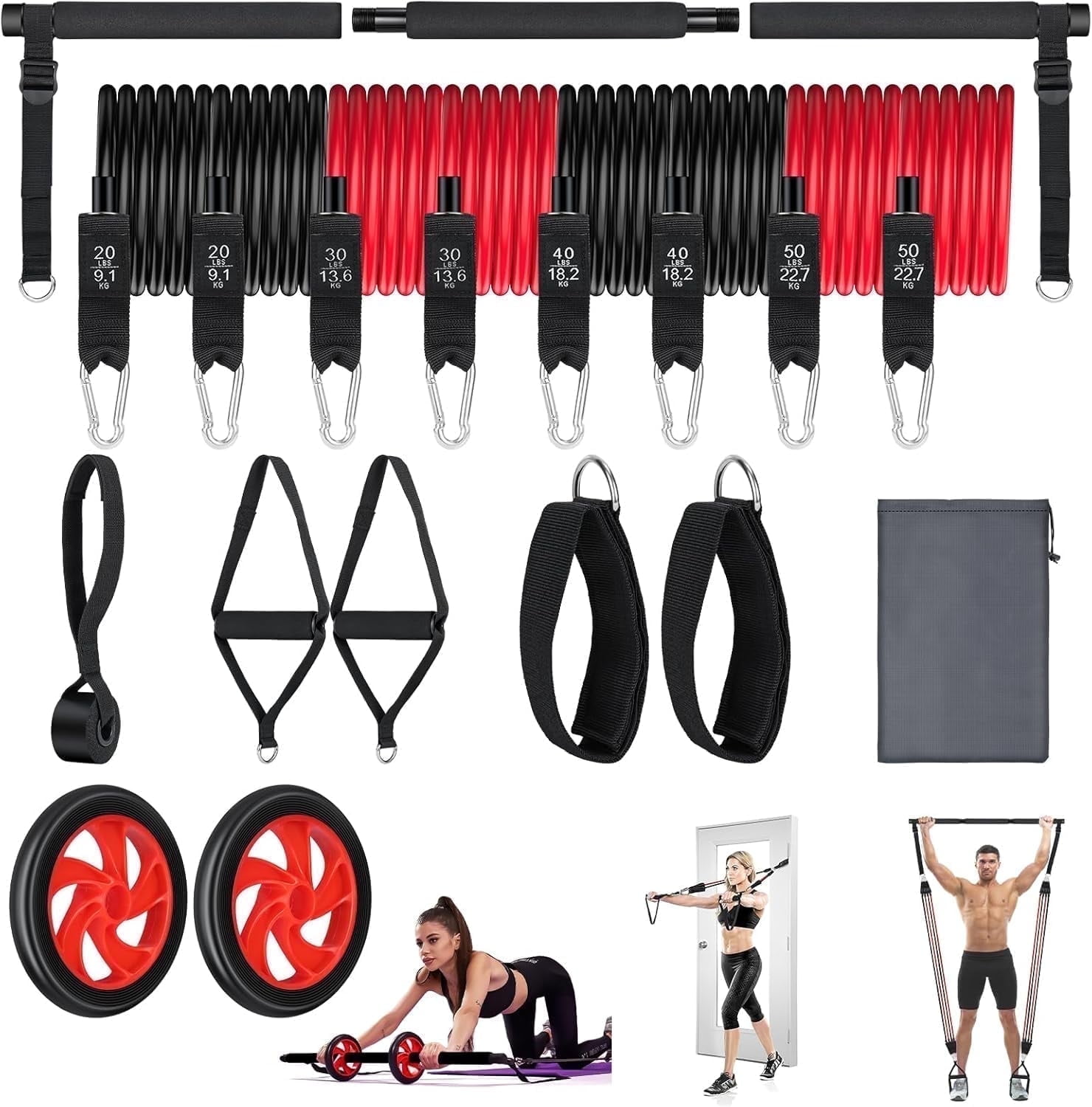 Dinfu 280LB Resistance Bands Set, Ultimate Exercise Bands for Strength ...