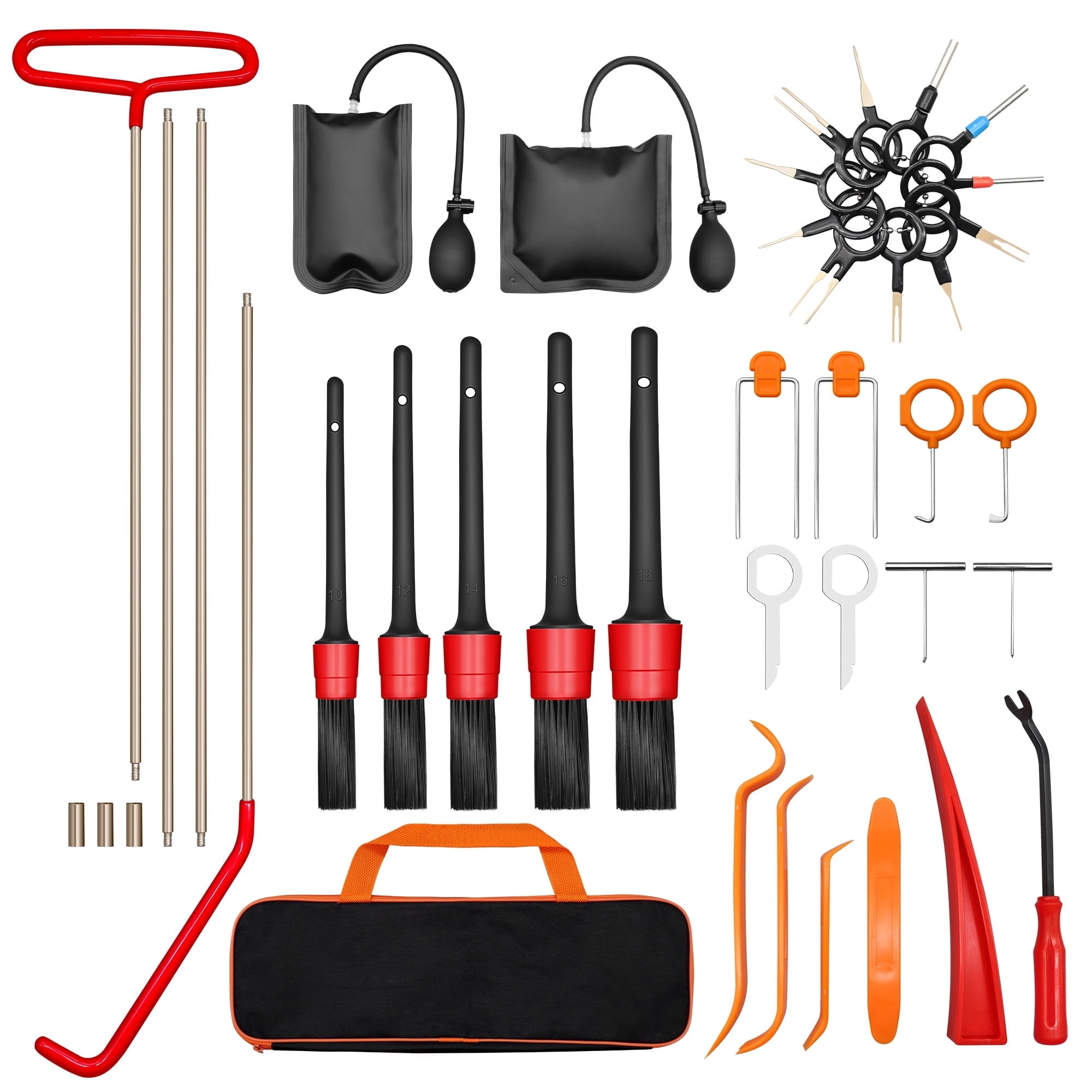 Dinfu Automotive Tool Kit, 66-Inch Car Access Set, Detailing Brushes ...